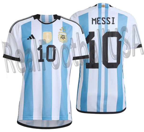 ADIDAS LIONEL MESSI ARGENTINA HOME JERSEY WINNERS FIFA WORLD CUP 2022 ...
